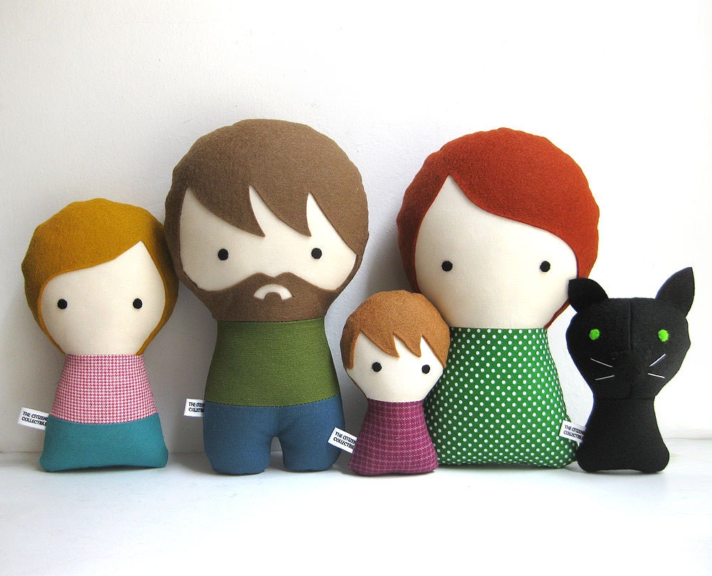 Handmade Personalized Family With Dog. Plush Doll. Custom Your Own ...