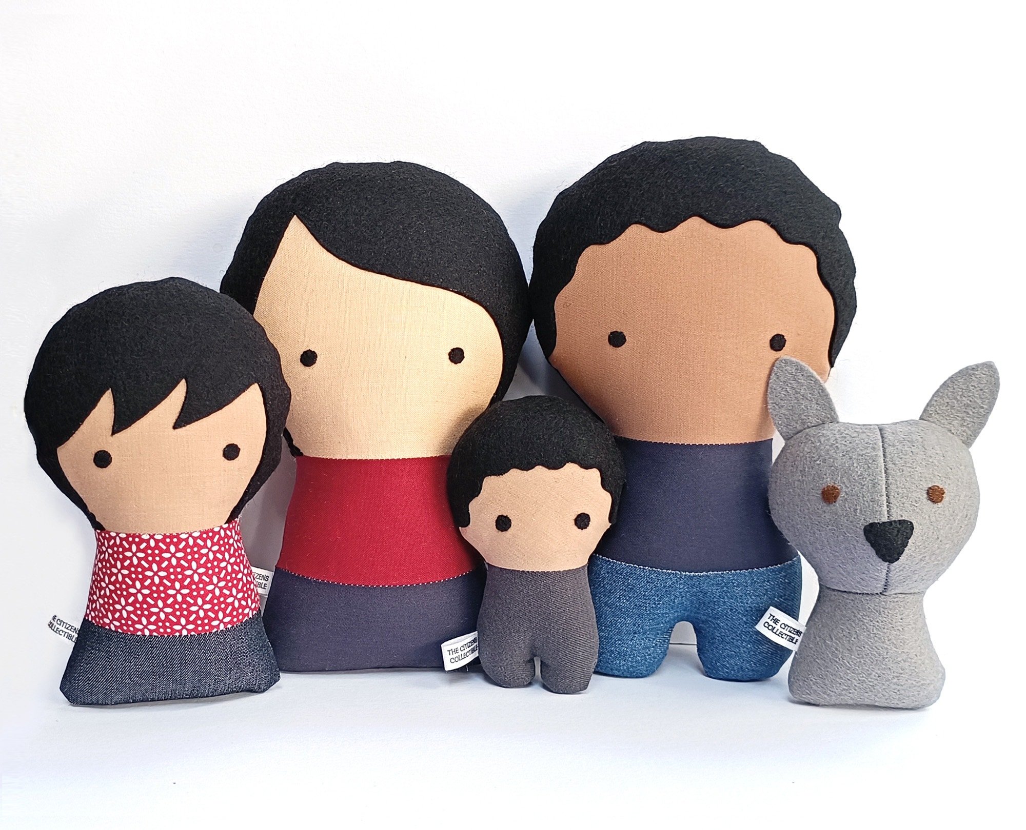 Handmade Personalized Family With Dog. Plush Doll. Custom Your Own ...