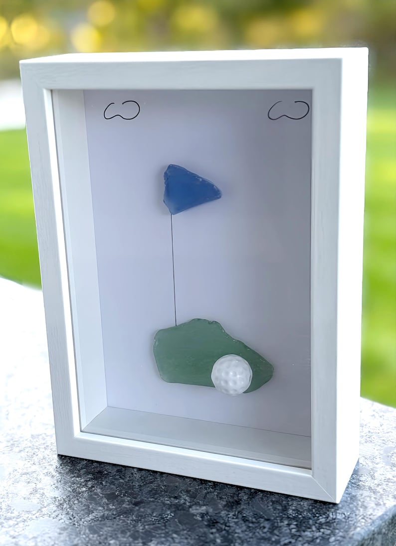 Golfing Sea Glass Shadow Box - Etsy