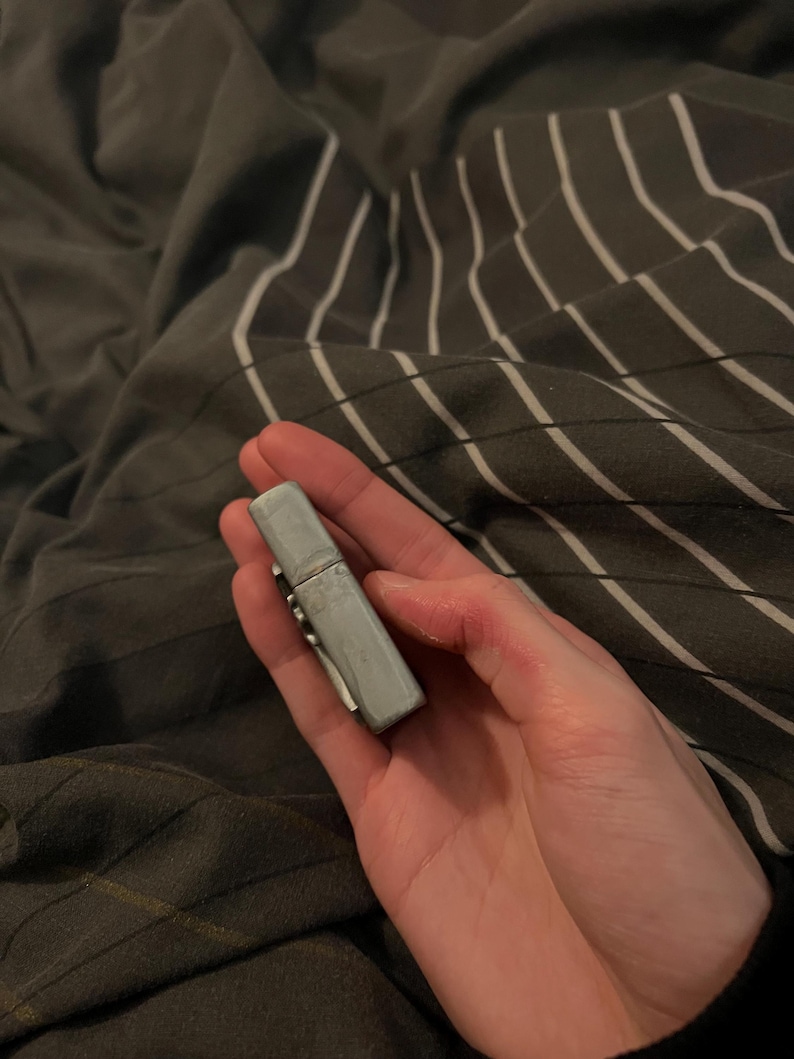 Zippo-style Petrol Lighter, Chrome Hearts Inspired, Handmade, Silver Color, Brushed Silver ...