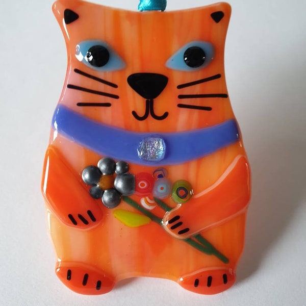 Ginger Glass Cat - Etsy