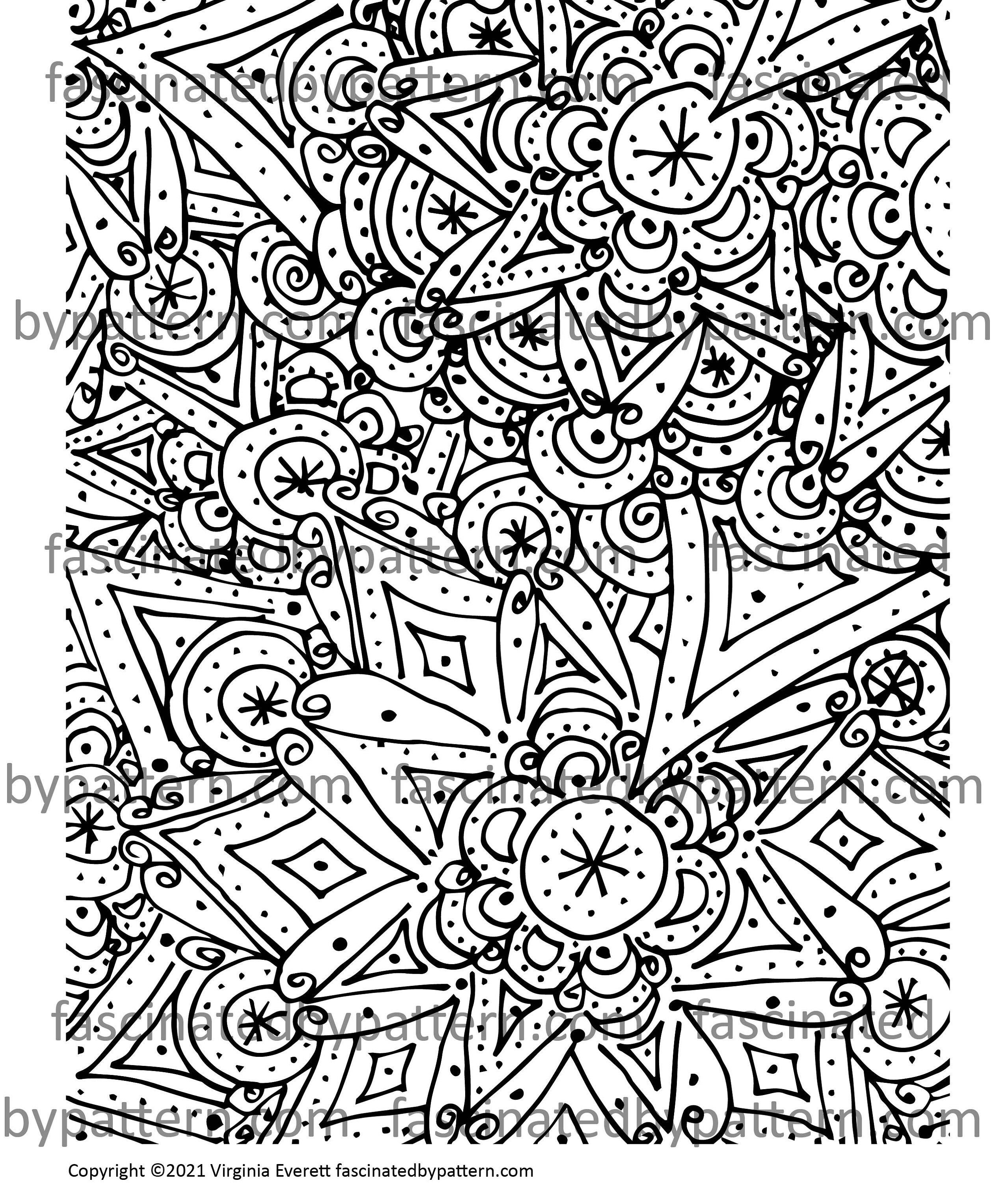 Printable Joy Burst Pattern Adult Coloring Page 1 of 4 - Etsy