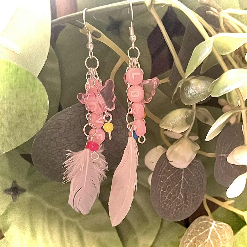 Dove Feather Earrings Y2K -candy Beaded Love Earrings -peace ...