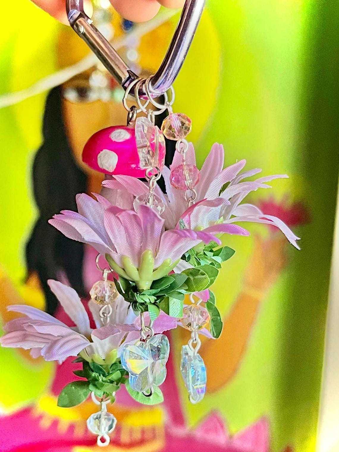 Fairycore Enchanted Garden Keychain With Flowers Mushroom and Butterfly ...