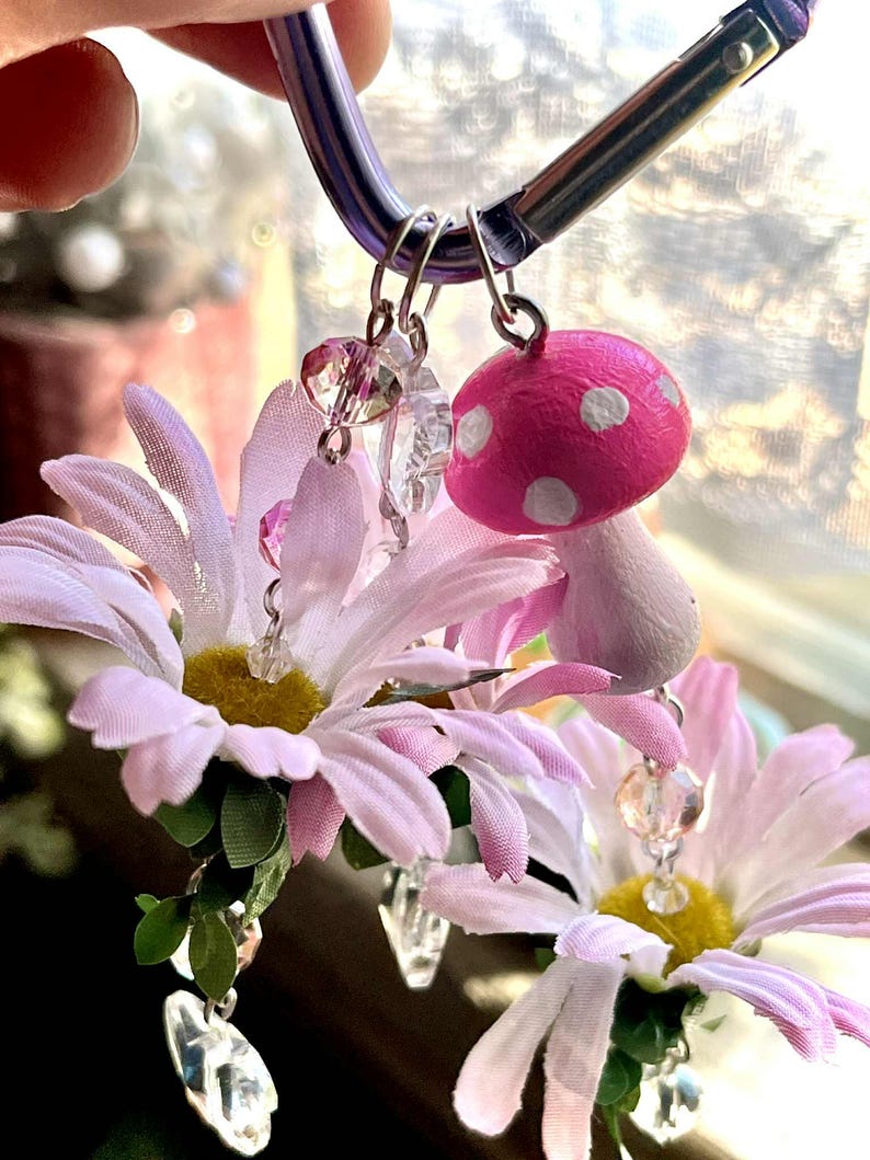 Fairycore Enchanted Garden Keychain With Flowers Mushroom and Butterfly ...