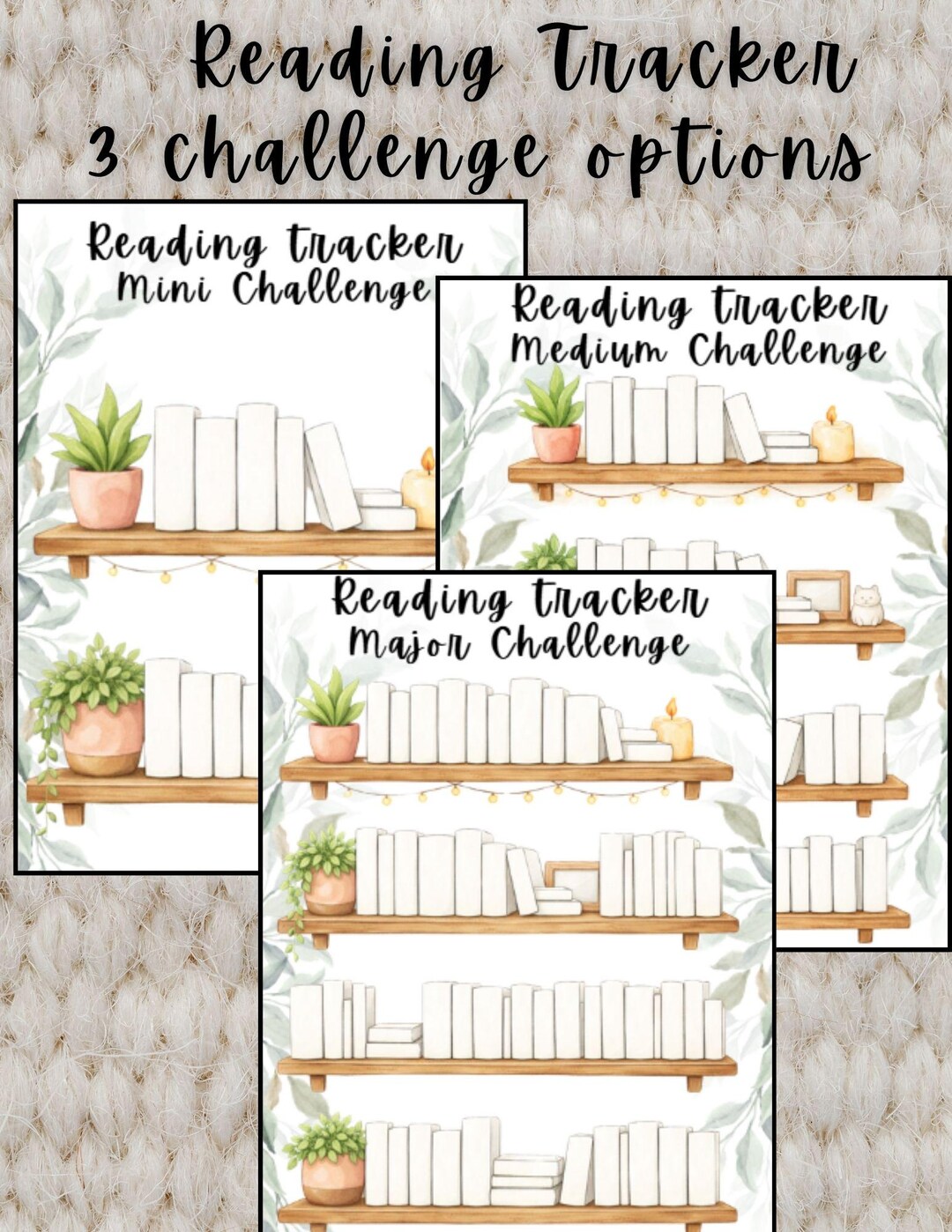 Annual Reading Log Printable – 3 Challenge Level Set (instant Download ...