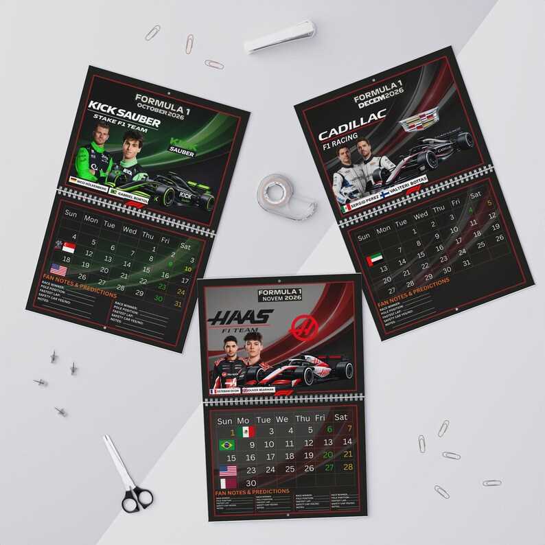 Formula 1 Calendar 2026 | F1 Wall Calendario | Oscar Piastri Merch ...