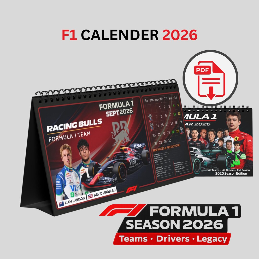 F1 2026 Calendar Gift for Fans | Formula 1 Desktop Calendario Digital ...