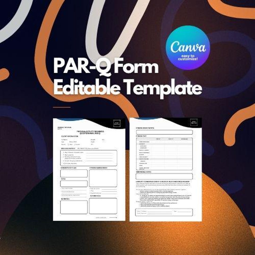 Canva PAR-Q Form Template: Gym & Fitness Client Waiver (editable PDF ...