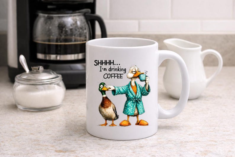 Funny Coffee Mug for Coffee Lovers, Grumpy Duck Coffee Cup, Morning ...