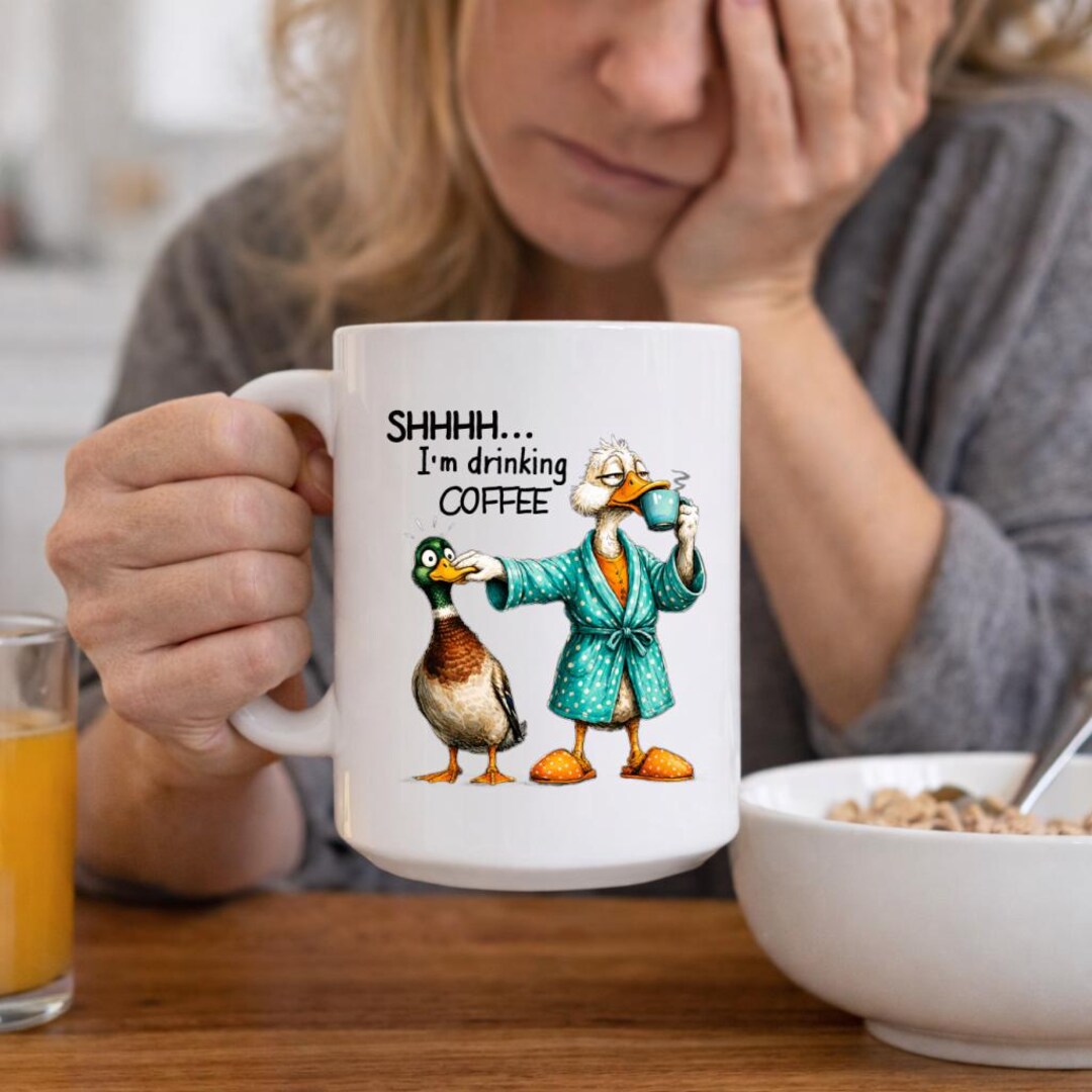 Funny Coffee Mug for Coffee Lovers, Grumpy Duck Coffee Cup, Morning ...