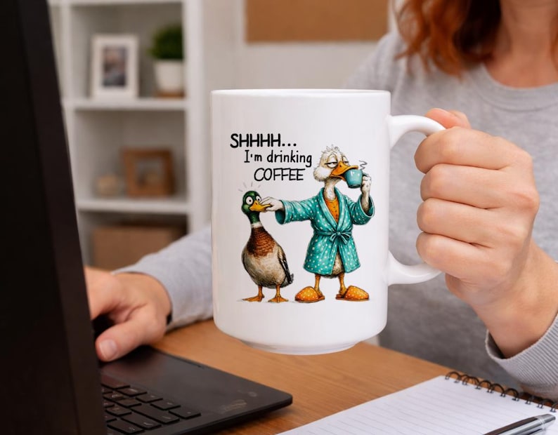 Funny Coffee Mug for Coffee Lovers, Grumpy Duck Coffee Cup, Morning ...