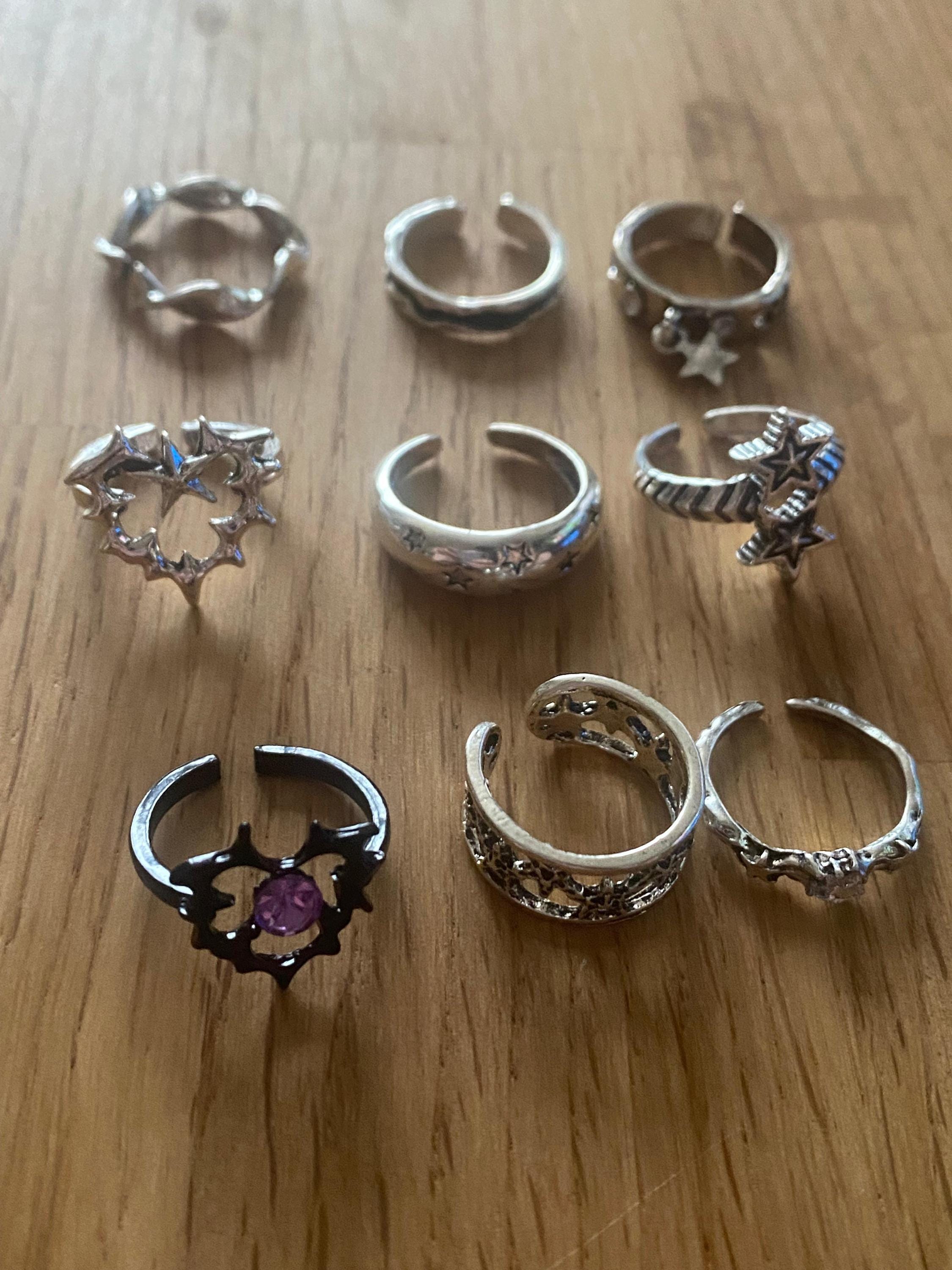 9pc Vintage Ring Set – Adjustable Goth/punk Aesthetic Jewellery - Etsy