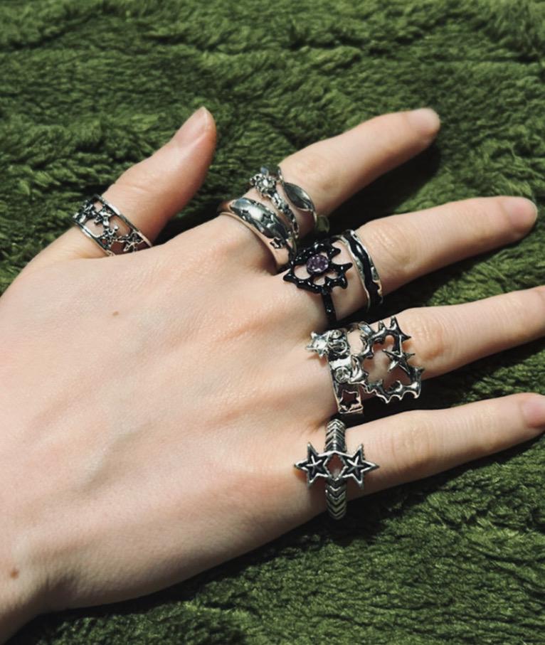9pc Vintage Ring Set – Adjustable Goth/punk Aesthetic Jewellery - Etsy