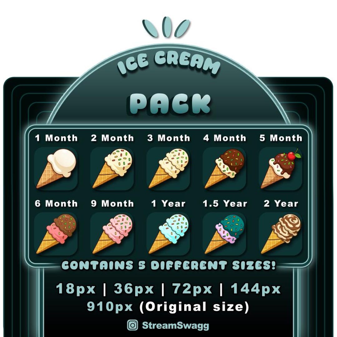 Ice Cream Tier Sub Badges – Twitch, Youtube, Discord, Kick (digital ...