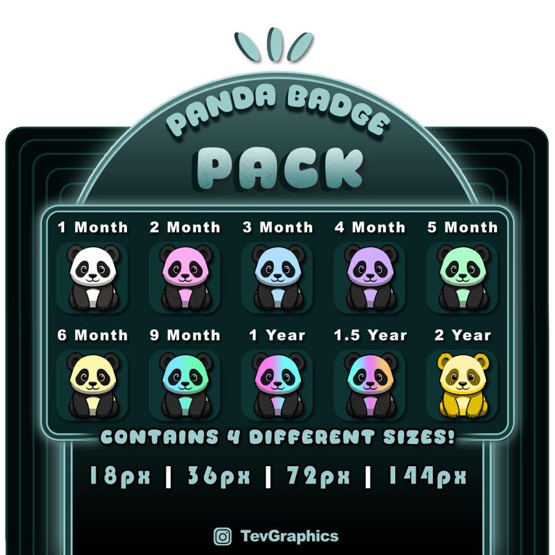 Panda Twitch Sub Badges - Streamer 10 Tier Pack (digital Download) - Etsy