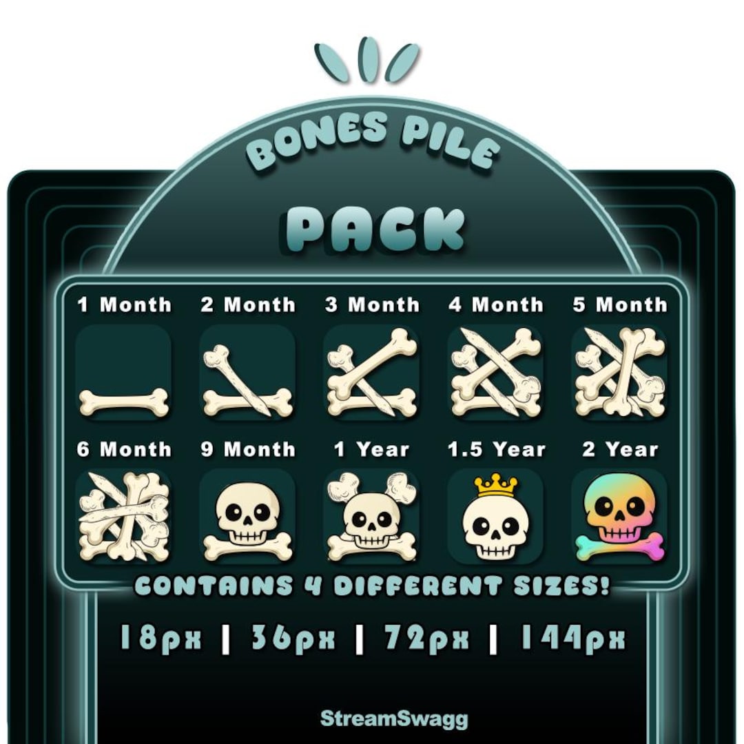 Bones Pile Sub Badges – Twitch, Youtube, Discord, Kick (digital ...