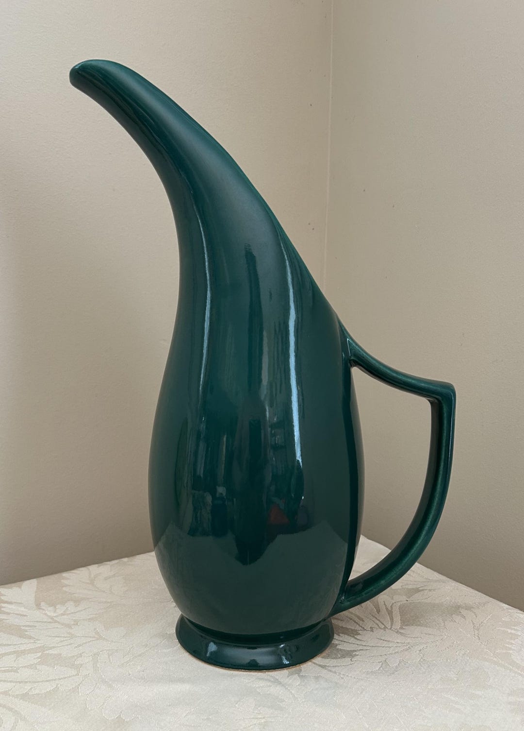 Red Wing Pottery Tall Dark Green Pitcher - Etsy
