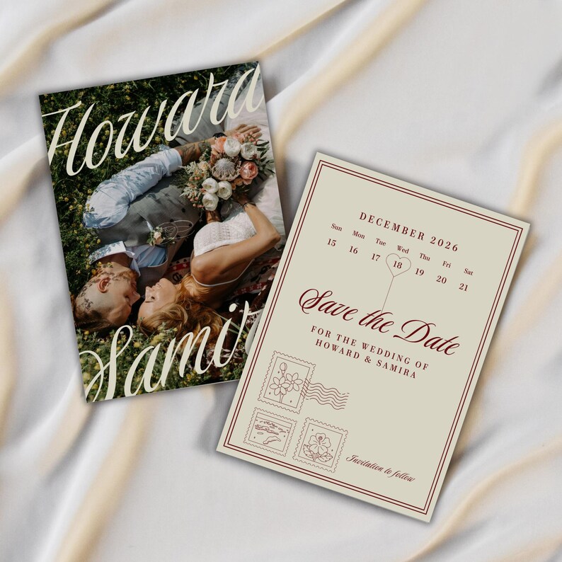 Romantic Script Save the Date Template | Canva Wedding Announcement ...