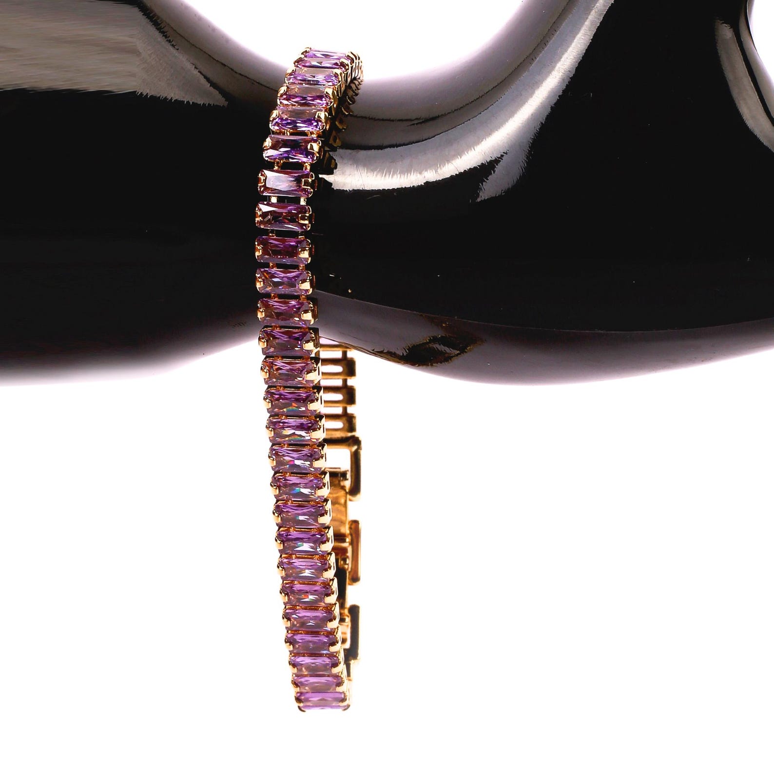 Iced Out Purple Tennis Bracelet: Non Tarnish Zirconia Hip Hop Jewelry ...