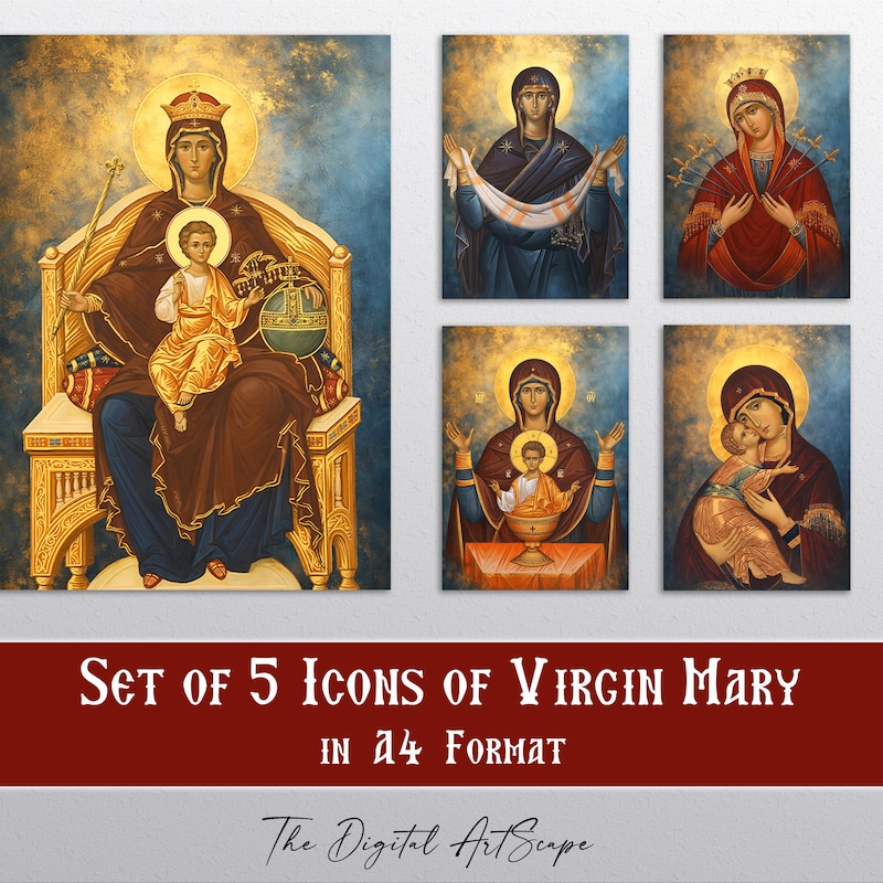 Theotokos Icon Blue - Etsy
