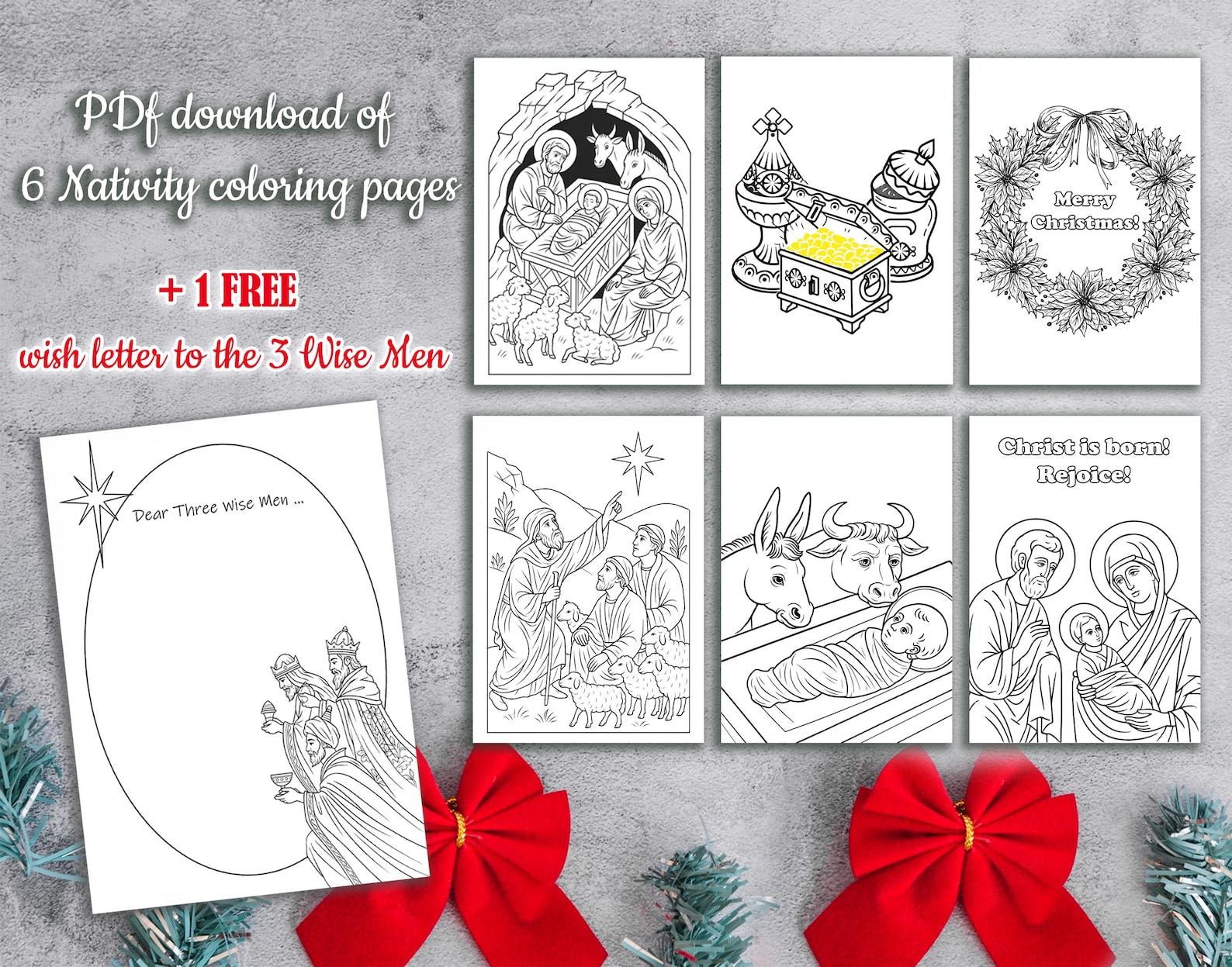 Nativity Coloring Pages for Kids – PDF Bundle of 7, Christian Orthodox ...