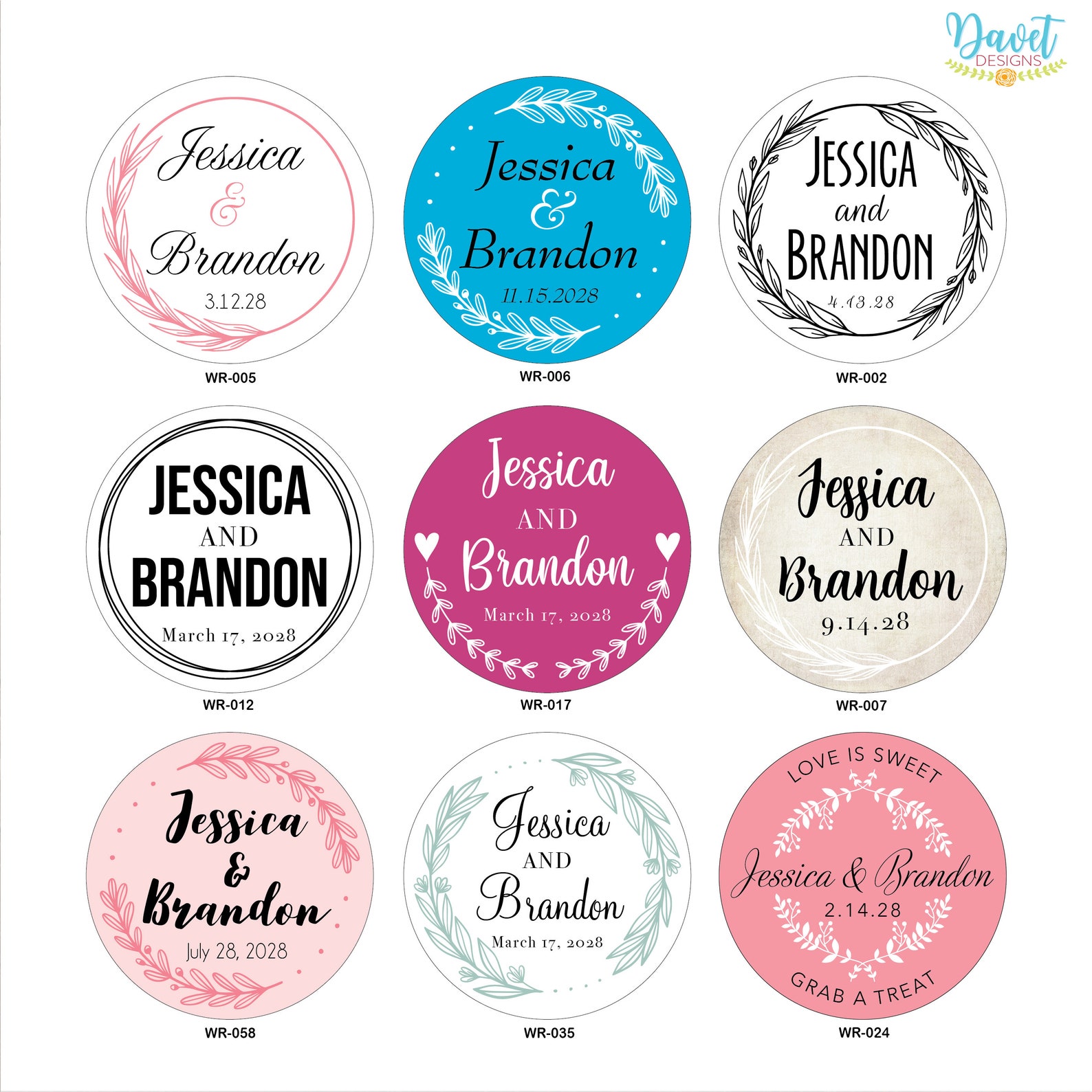 2 Inch Custom Glossy Waterproof Wedding Stickers Labels - Hundreds of ...