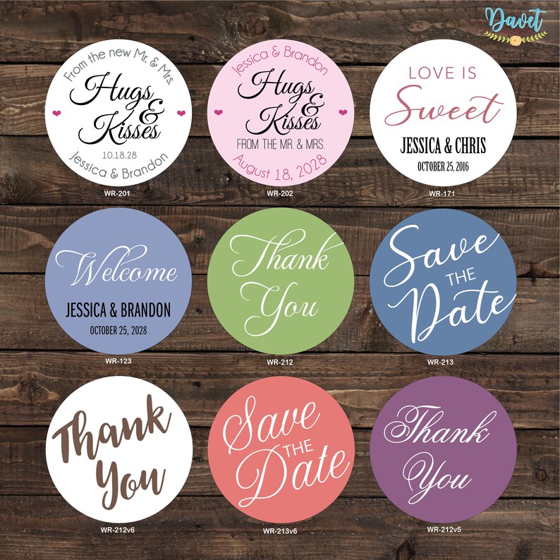 3 Inch Glossy Wedding Stickers Labels - Many Designs to Choose From ...
