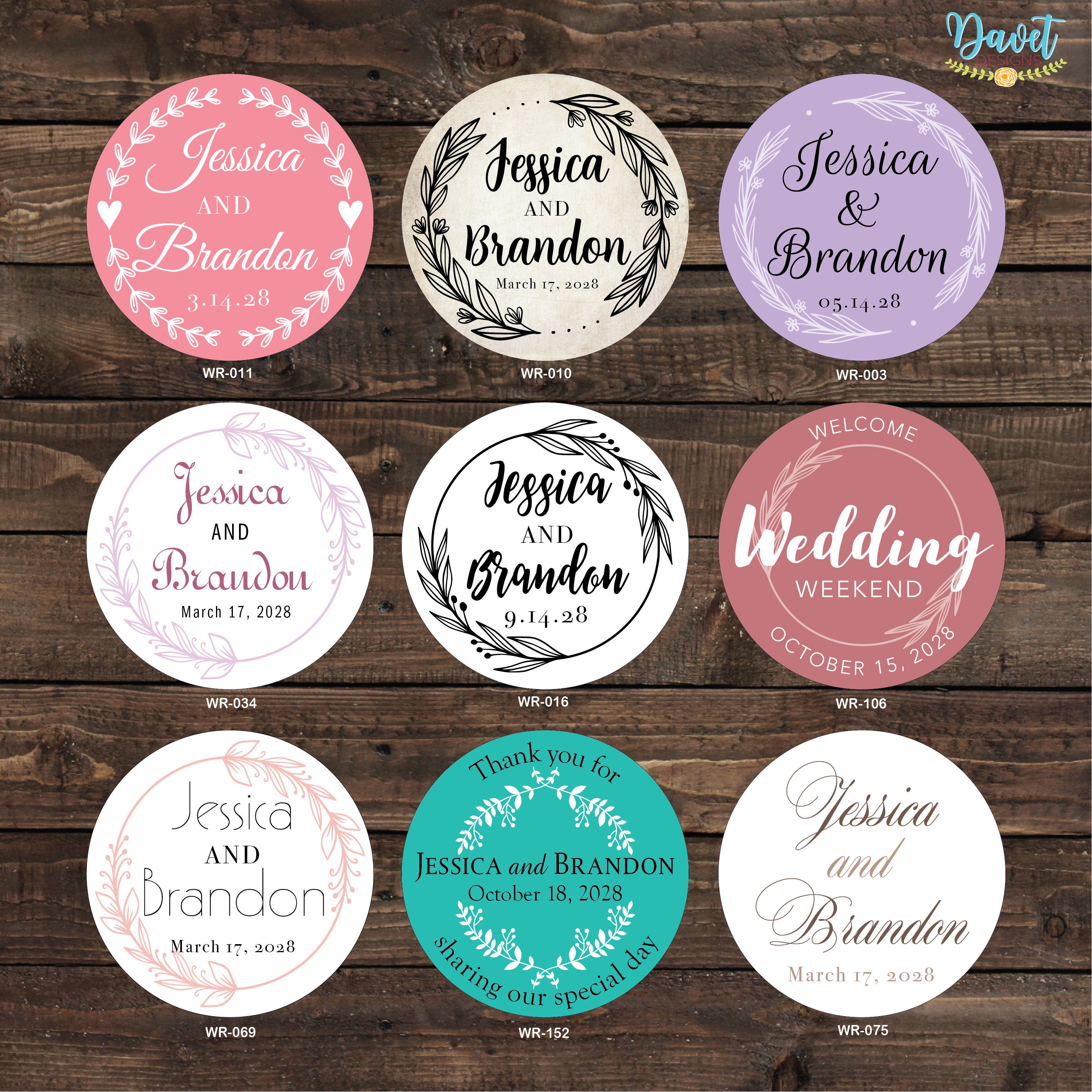 2 Inch Custom Glossy Waterproof Wedding Stickers Labels - Hundreds of ...