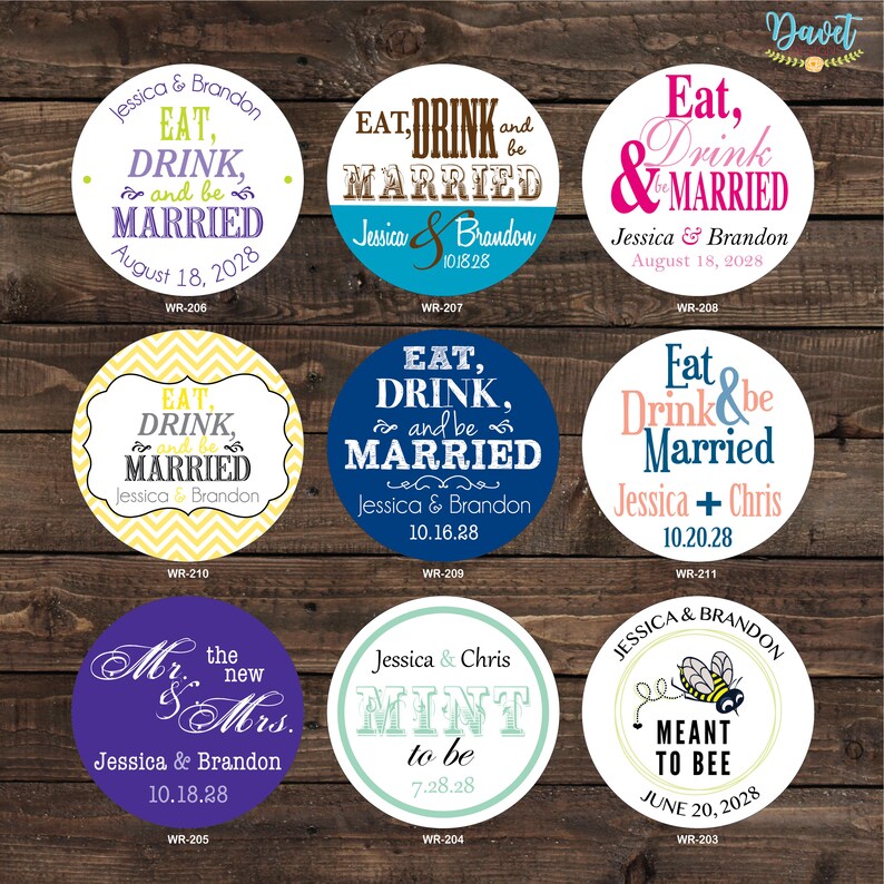1.5 Inch Custom Glossy Waterproof Wedding Stickers Labels - Many ...