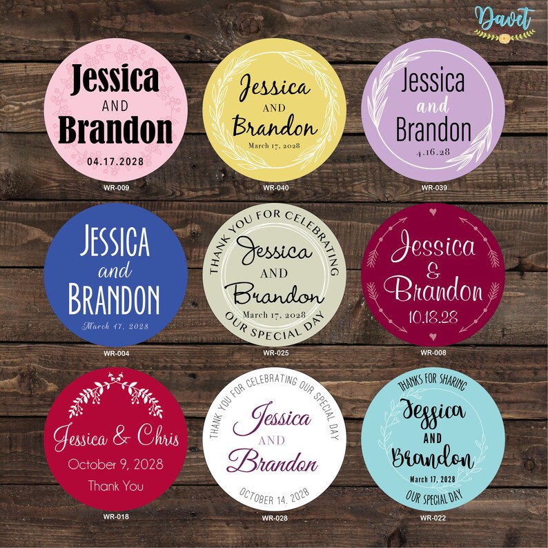 2.25 Inch Personalized Glossy Wedding Stickers Labels - Hundreds ...