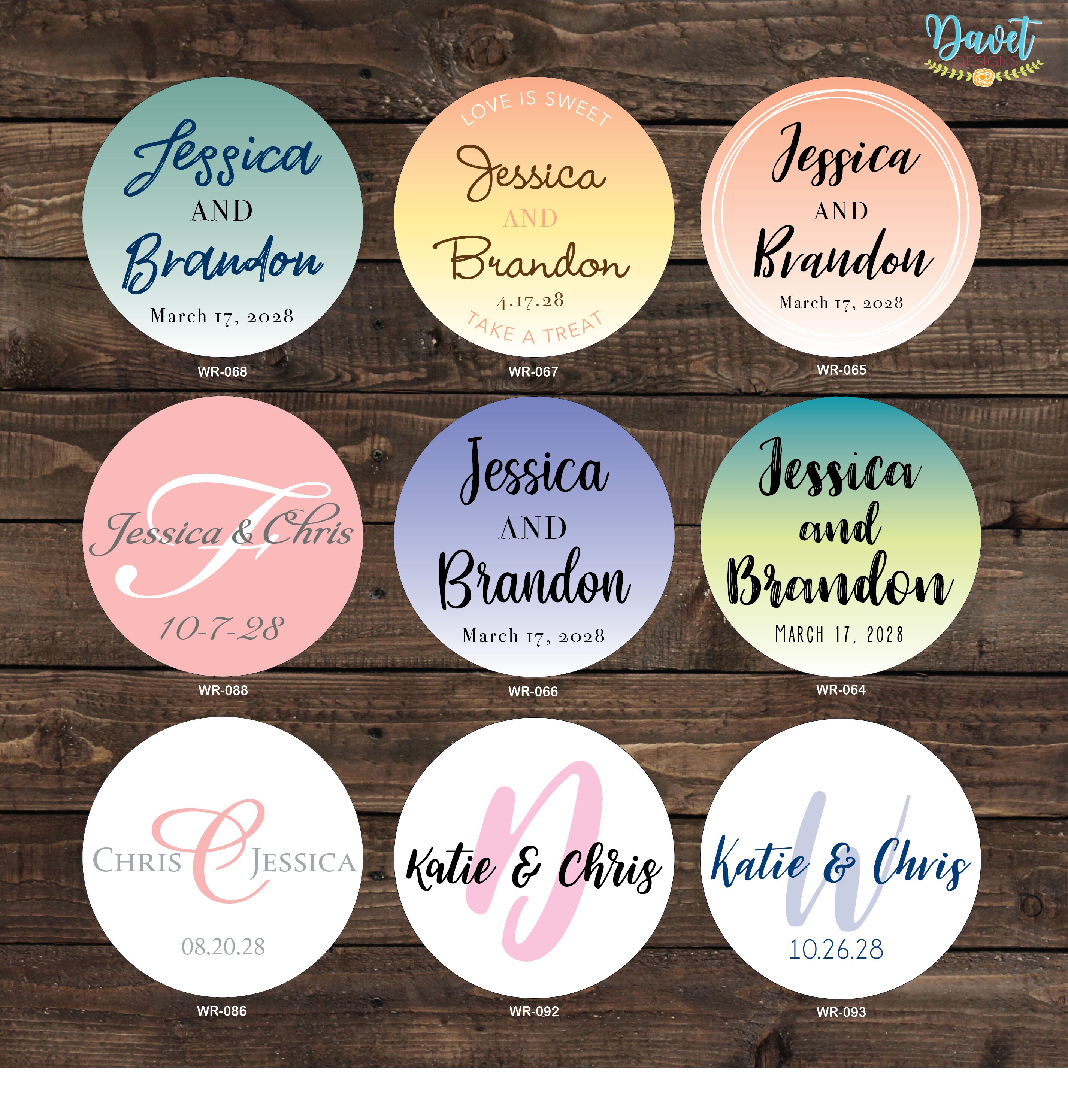 3 Inch Glossy Wedding Stickers Labels - Many Designs to Choose From ...