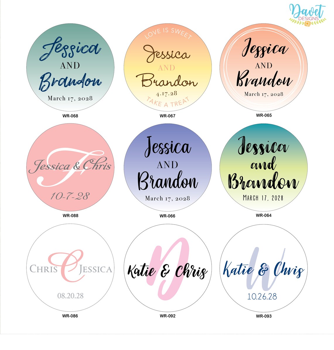 2 Inch Custom Glossy Waterproof Wedding Stickers Labels - Hundreds of ...
