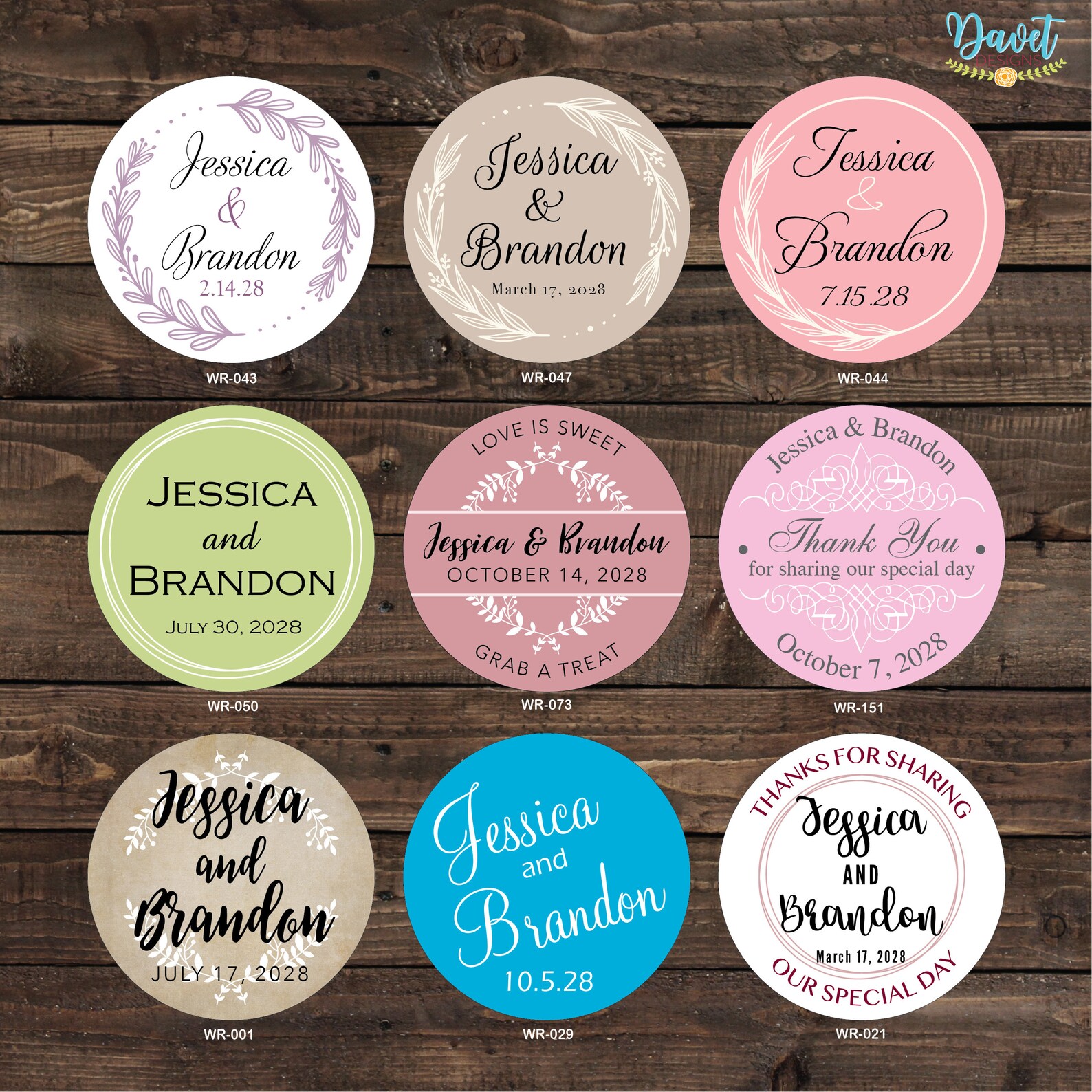 2 Inch Custom Glossy Waterproof Wedding Stickers Labels - Hundreds of ...