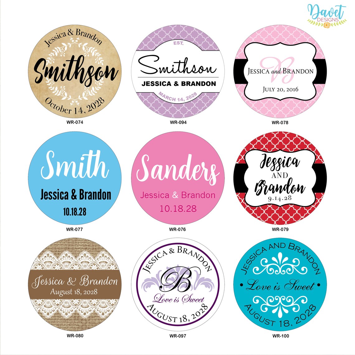2 Inch Custom Glossy Waterproof Wedding Stickers Labels - Hundreds of ...