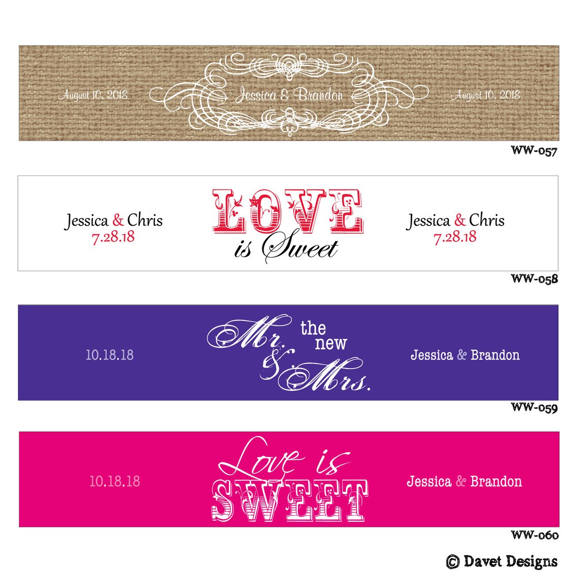 50 Custom Glossy Waterproof Wedding Water Bottle Stickers - Etsy