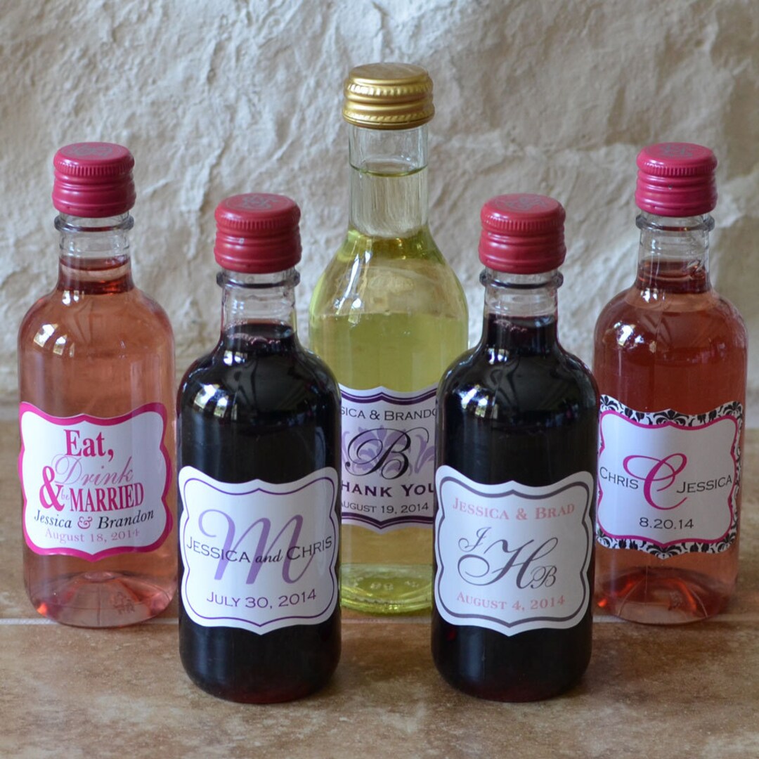 2.5 X 2 Inch Die Cut Personalized Mini Wine Bottle Custom Glossy ...