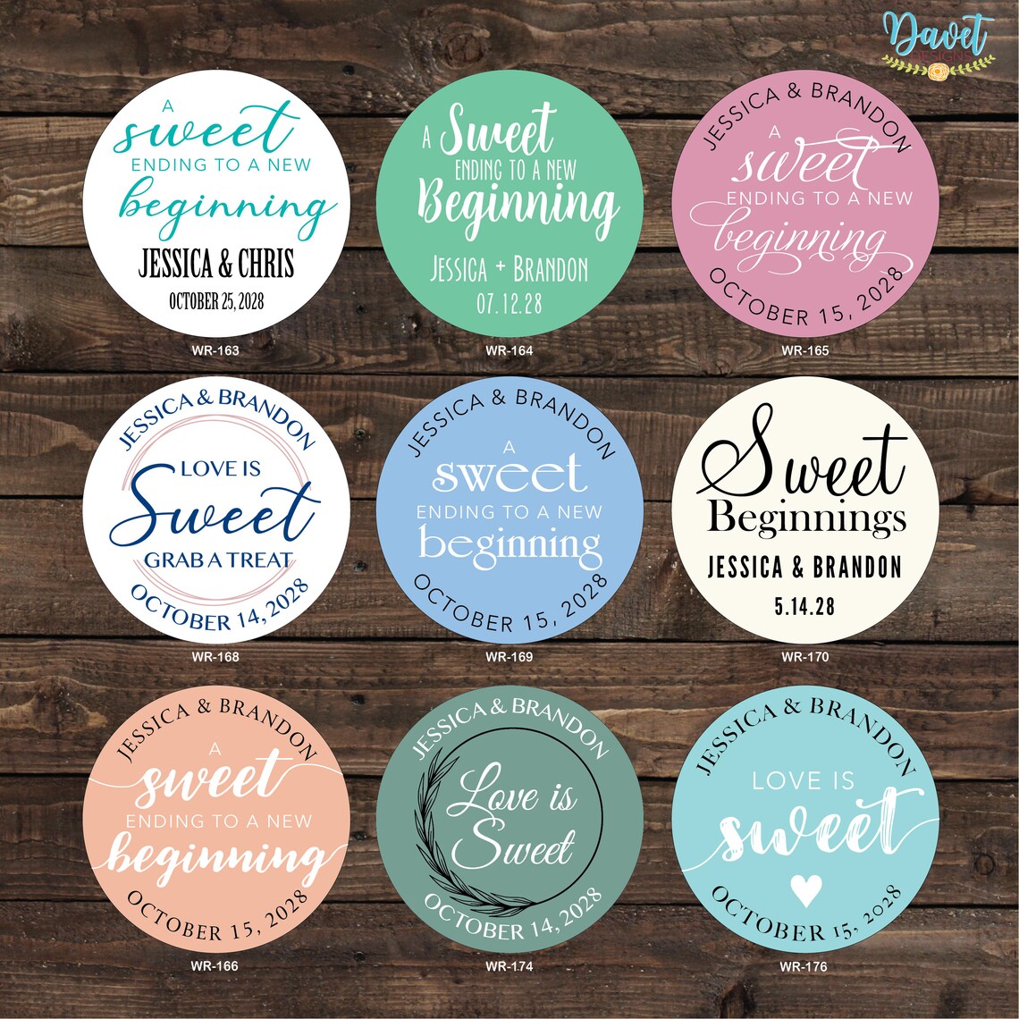1.25 Inch Personalized Glossy Wedding Stickers Labels - Hundreds of ...