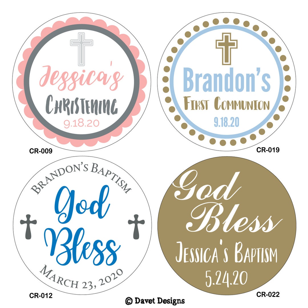 2 Inch Custom Glossy Baptism / Christening / Communion Stickers Label ...