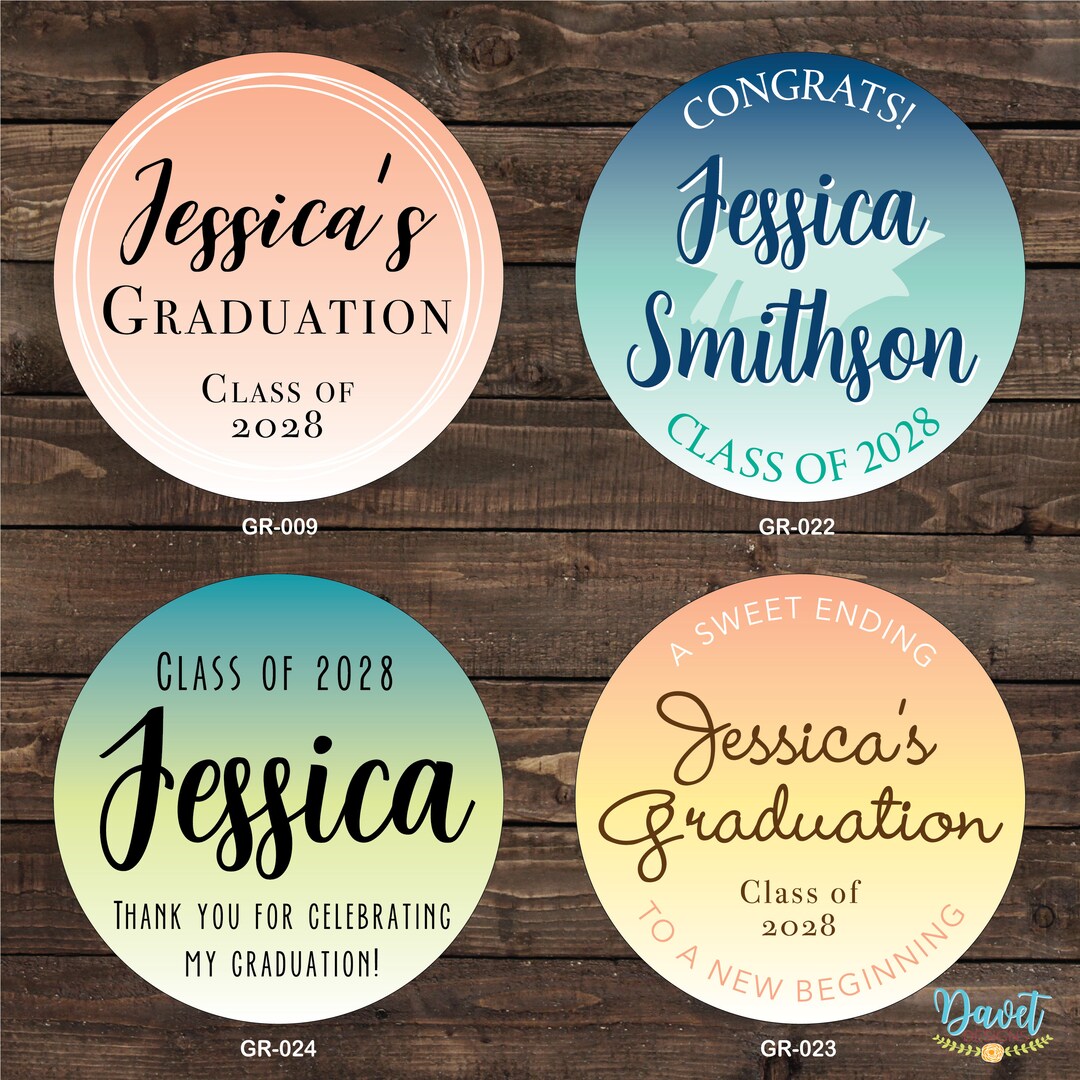 2.5 Inch Custom Glossy Graduaton Stickers Labels Seals Round or Square ...
