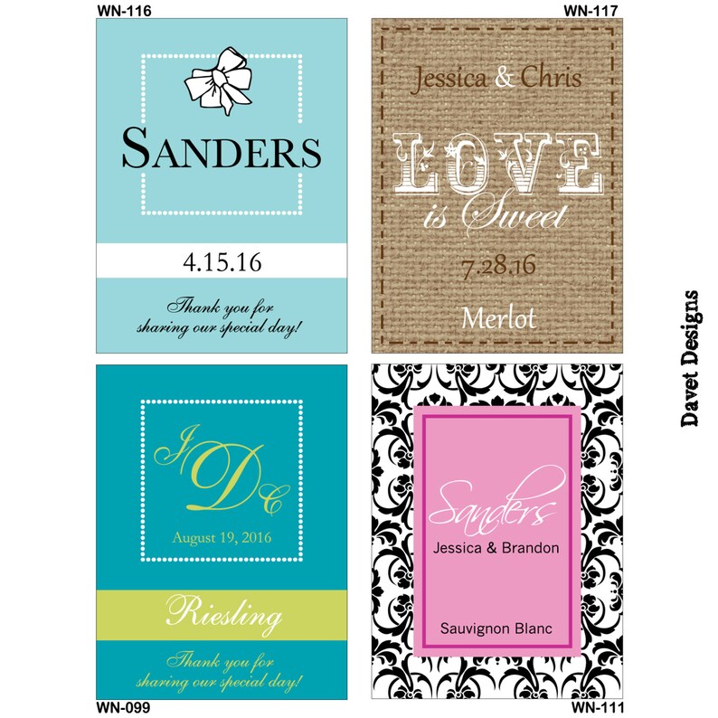 48 3x4 Inch Custom Wedding Wine Bottle / Rectangle - Etsy