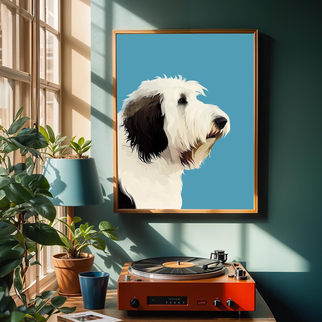 Old English Sheepdog Poster, – Minimalist Dog Silhouette Art | Wall ...