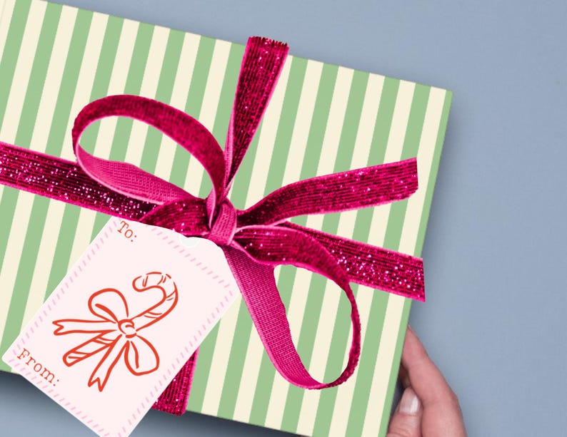 Retro Pink Christmas Gift Tags: Whimsical Holiday Set (digital Download ...
