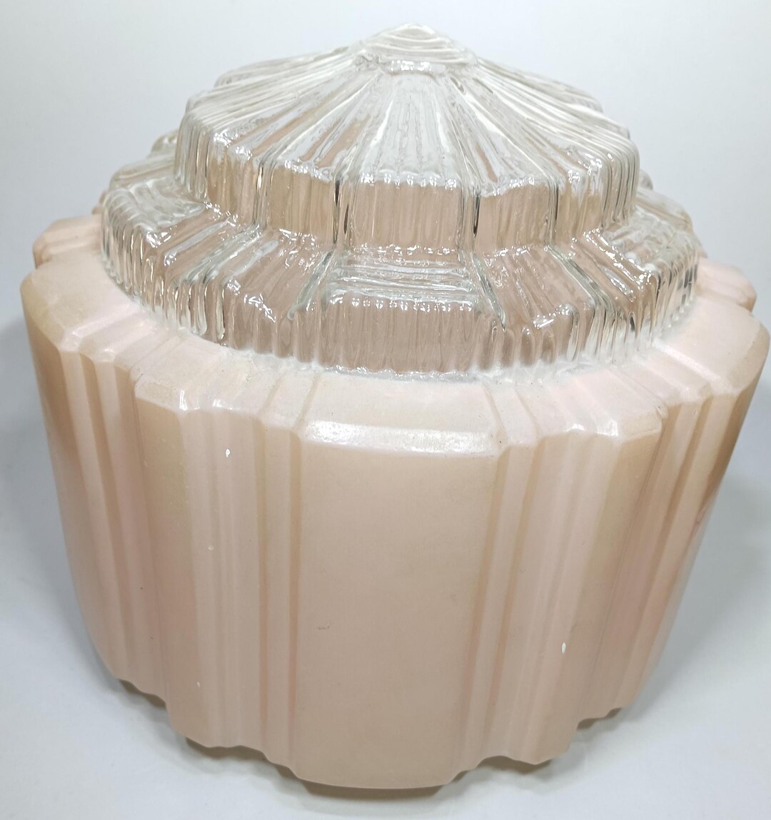 Art Deco PINK & CLEAR Glass LIGHTSHADE - Etsy