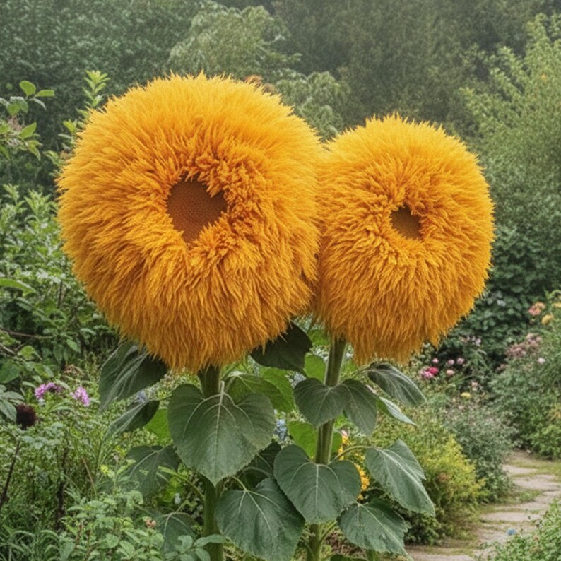 50 Yellow Teddy Bear Sunflower Seeds - Giant Fluffy Double Bloom Hybrid ...