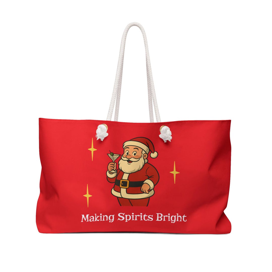 Santa Tote Bag-making Spirits Bright-24 X 13 - Etsy