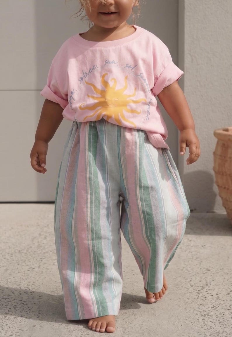 Kids Pants Sewing Pattern PDF, Wide Leg Baby & Toddler Trousers, Boho ...