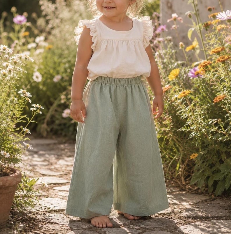 Kids Pants Sewing Pattern PDF, Wide Leg Baby & Toddler Trousers, Boho ...