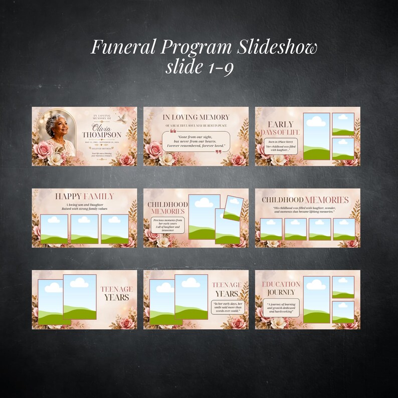 Funeral Slideshow Template | Celebration of Life Photo Tribute (digital ...