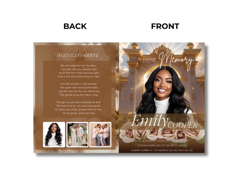 Brown Funeral Program Template: 8-page Memorial, Celebration of Life ...